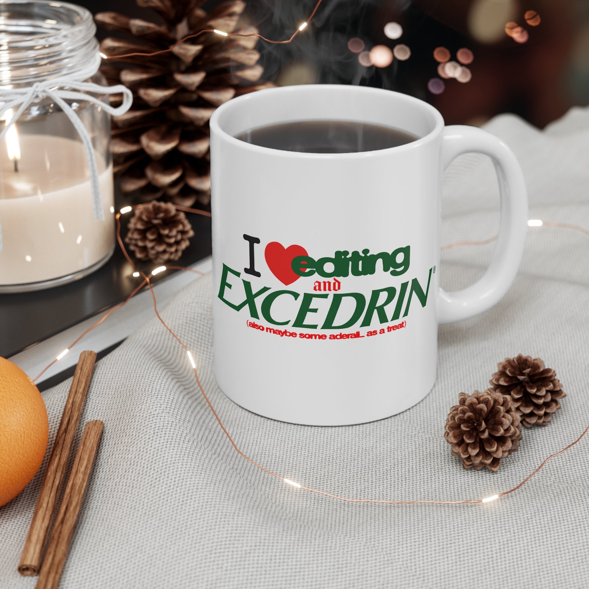 i love editing and headache meds mug – saucysphinx